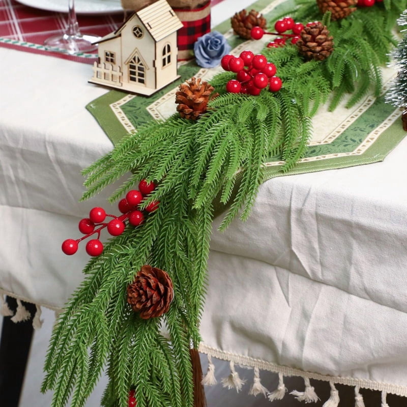 6 Ft Christmas Garland - Artificial Pine Cedar Garland, with Berry ...