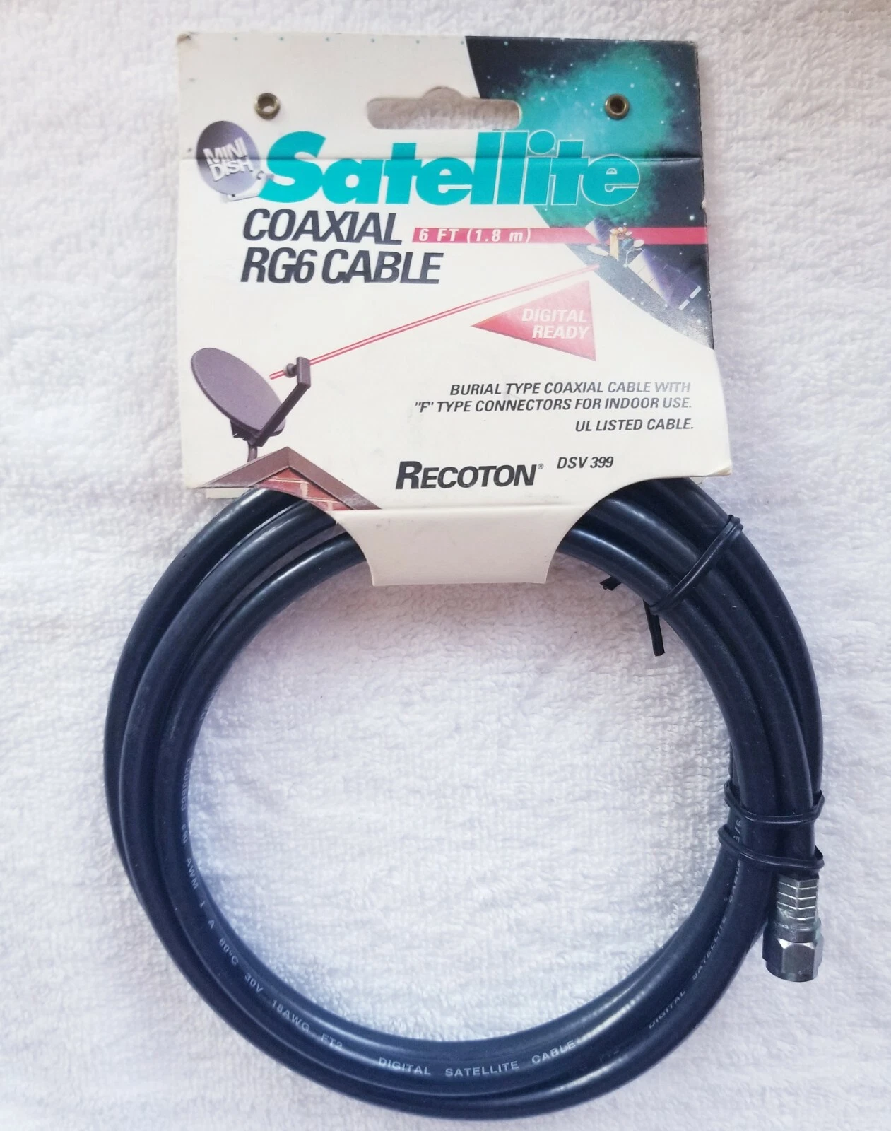 6 Ft,Feet,Foot, White Rg6 Digital Hd Coax/Coaxial Satellite Tv Cable ...