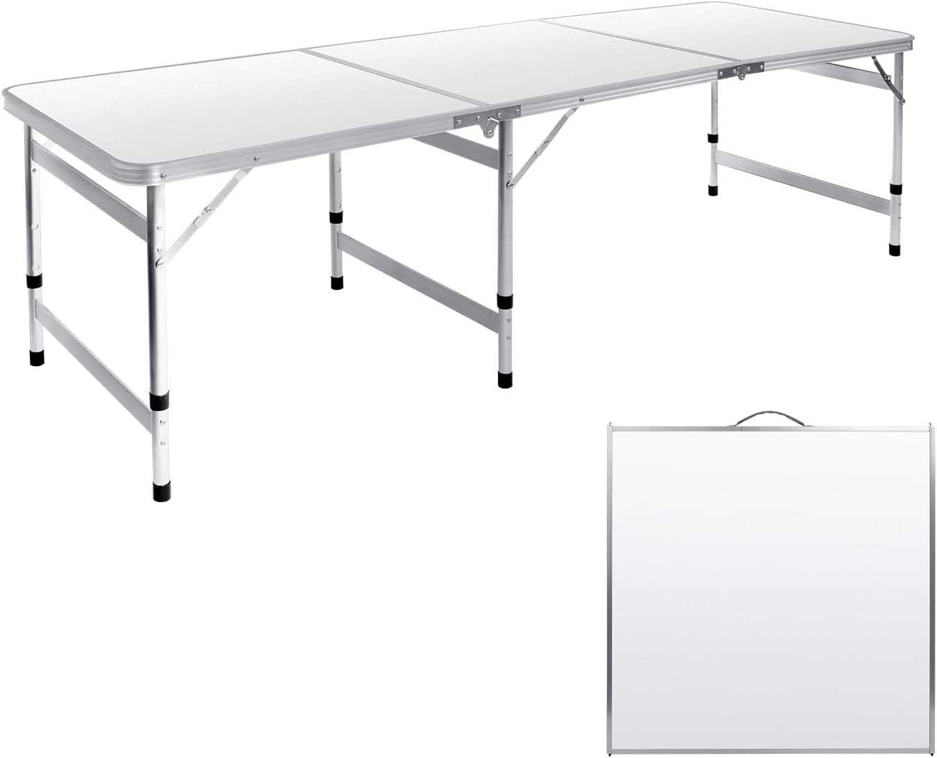 6 Ft Folding Table 3 Adjustable Height Camping Picnic Table Aluminum ...
