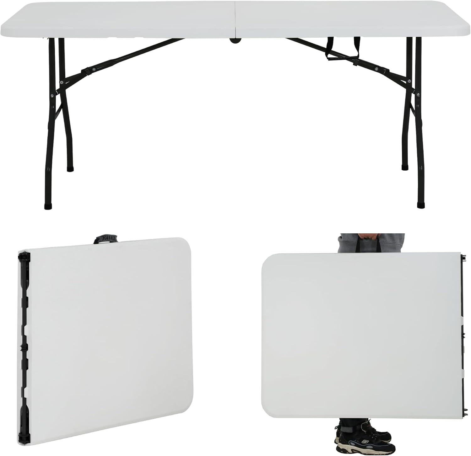 6 Ft Heavy Duty Working Indoor Outdoor Plastic Folding Utility Party ...