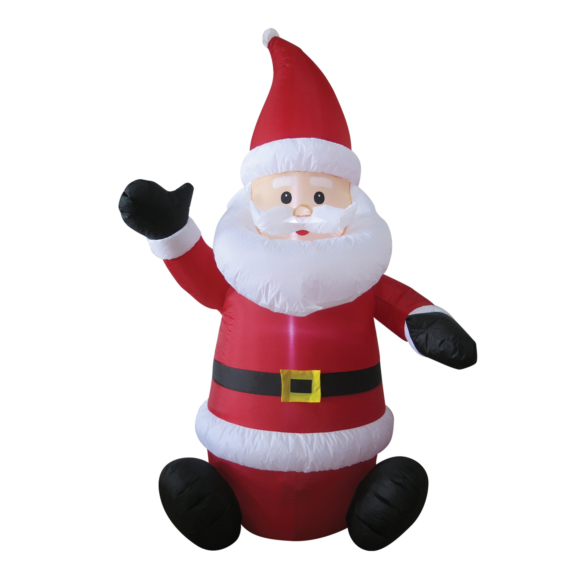 6 Ft Lighted Airblown - Waving Santa With Black Mittens - Walmart.com