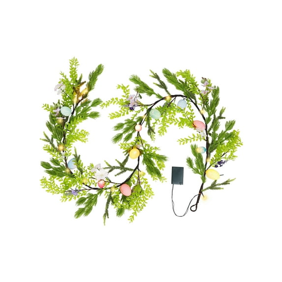6 Ft Lighted Easter Garland, Easter Egg Garland With Lights, Artificial ...
