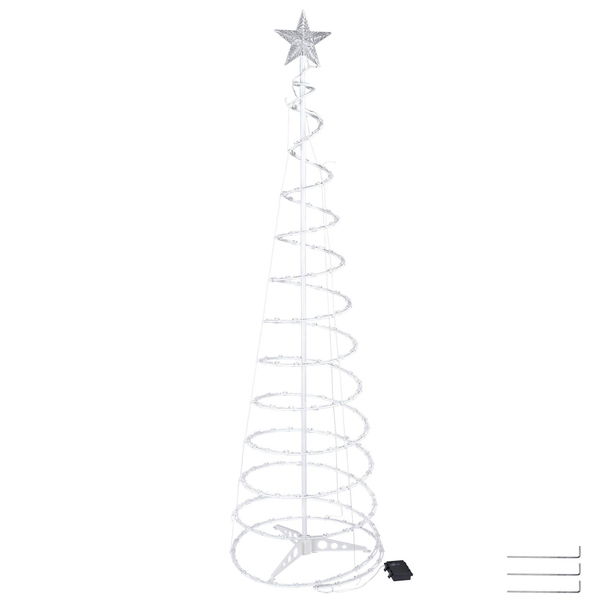 6 Ft Lighted Spiral Christmas Tree Light Cool White 182 LED Outdoor ...
