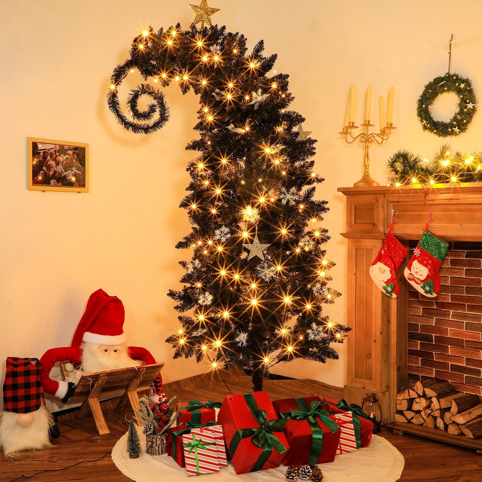 6 Ft Nightmare Before Bent Top Christmas Tree with String Lights ...