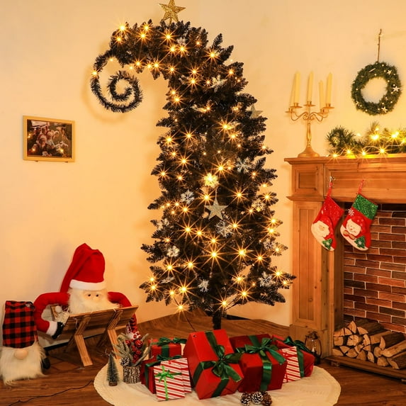 6 Ft Nightmare Before Bent Top Christmas Tree with String Lights ...