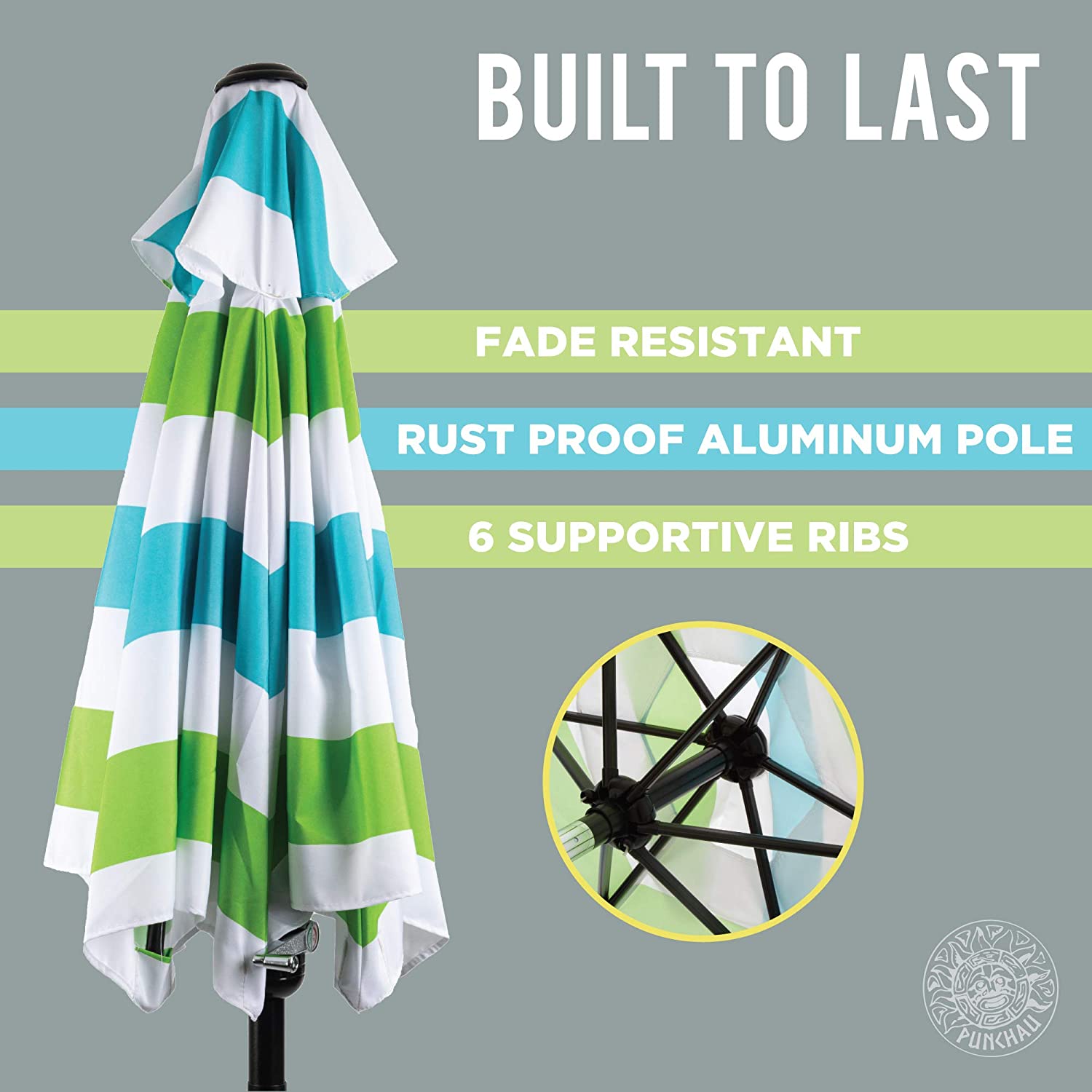 6 Ft Outdoor Patio Umbrella with Aluminum Pole, Easy Open/Close Crank ...