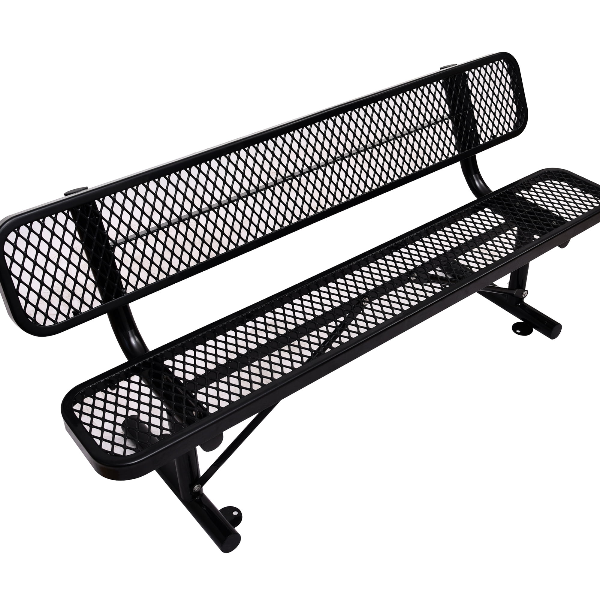 6 Ft. Outdoor Steel Bench, Black - Heavy Metal With Powder Coating For ...