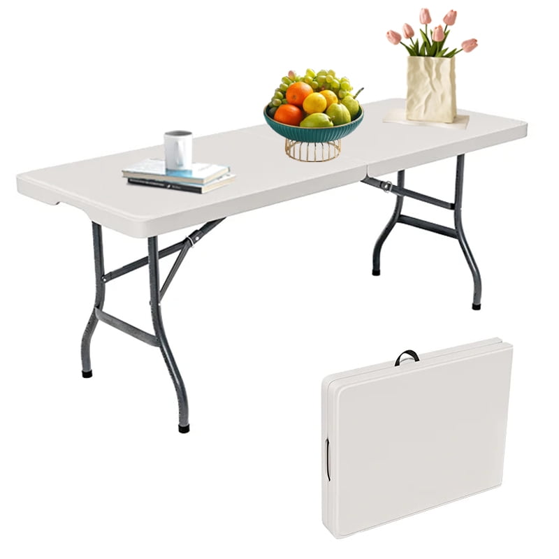 6 Ft Portable Folding Table, Idustrial Heavy-Duty Foldable Table with ...