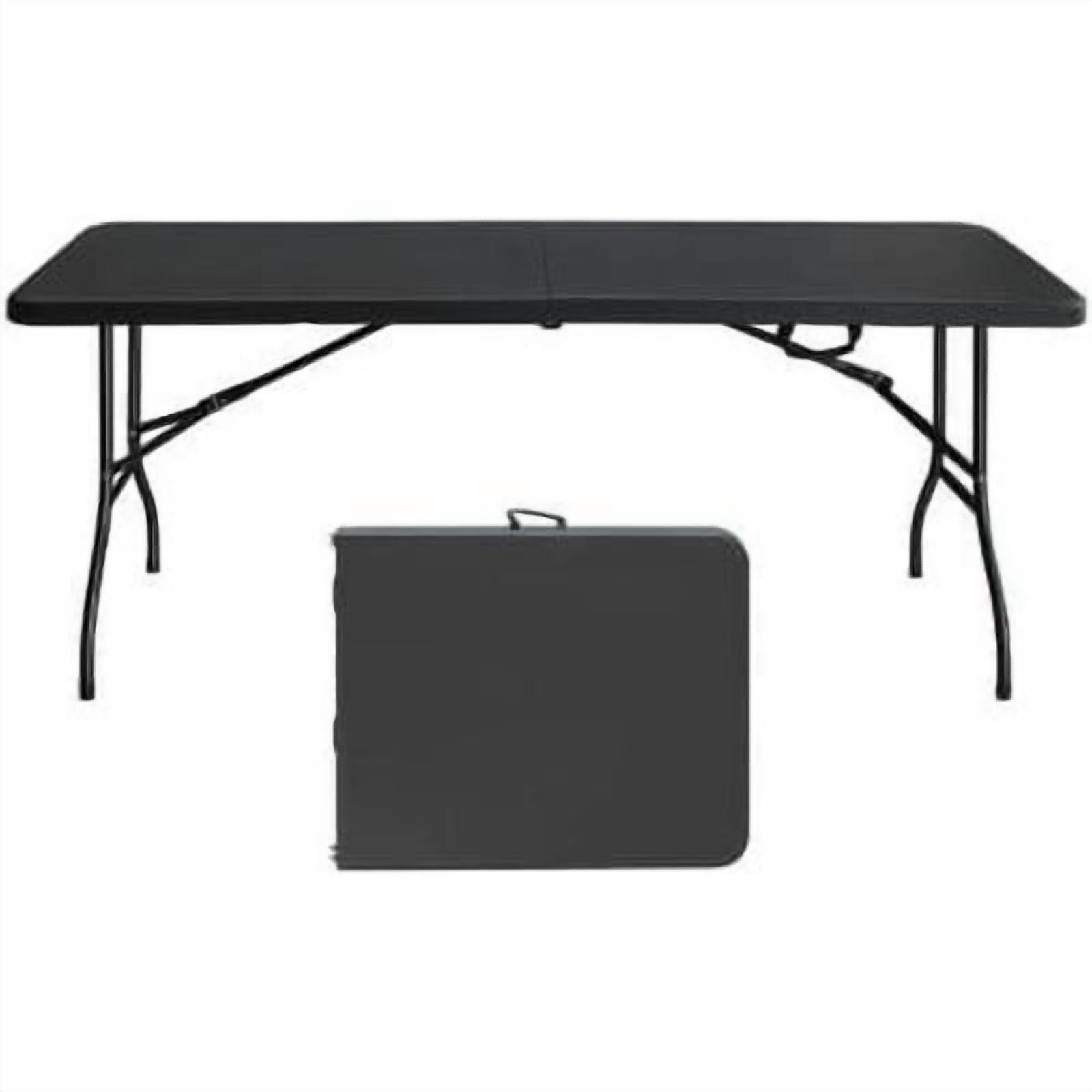6 Ft Portable Folding Table with Powder-Coated Iron Legs, Fold-in-Half ...