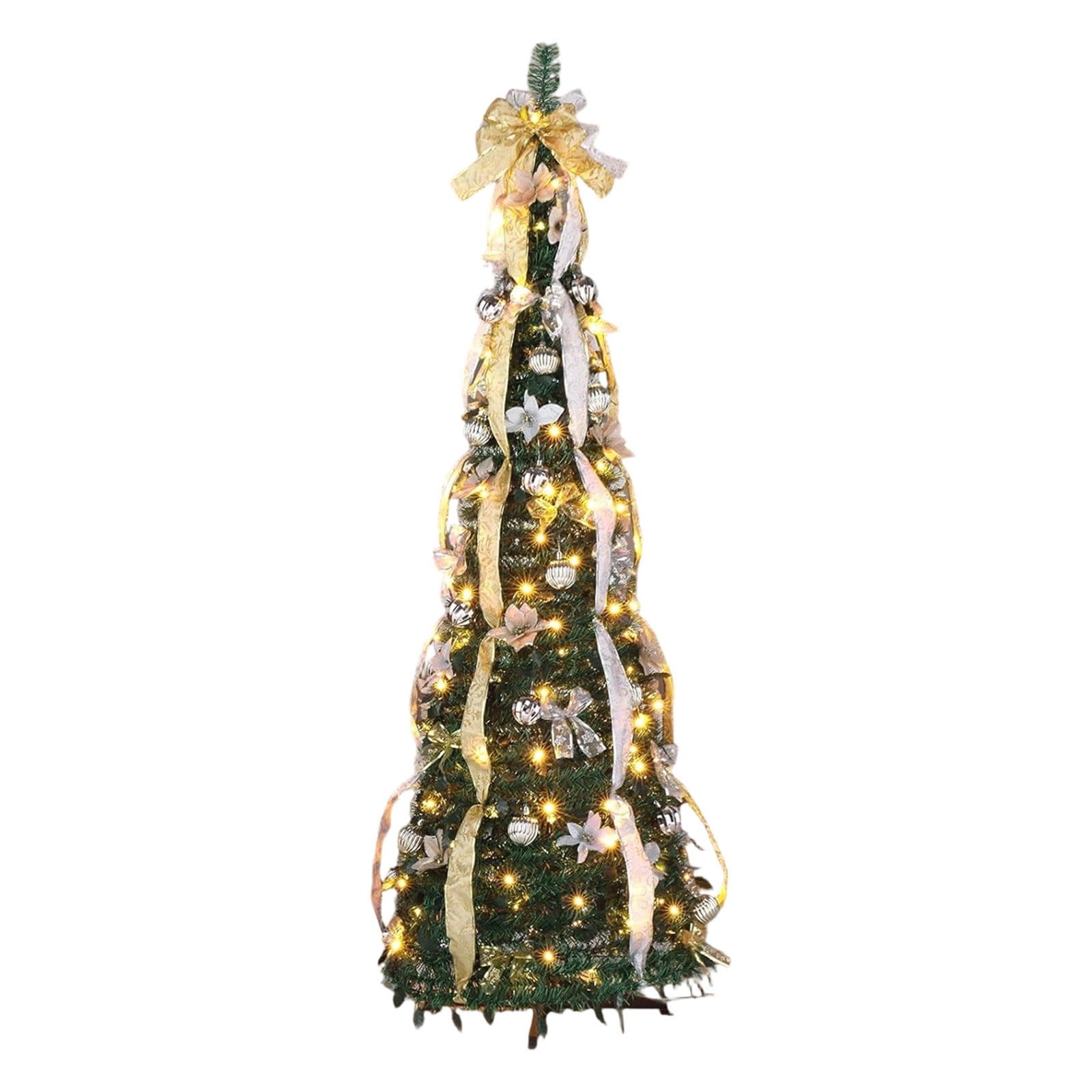 6 Ft Pre-Lit Christmas Tree with 400 Warm White LED Lights, Hinged ...