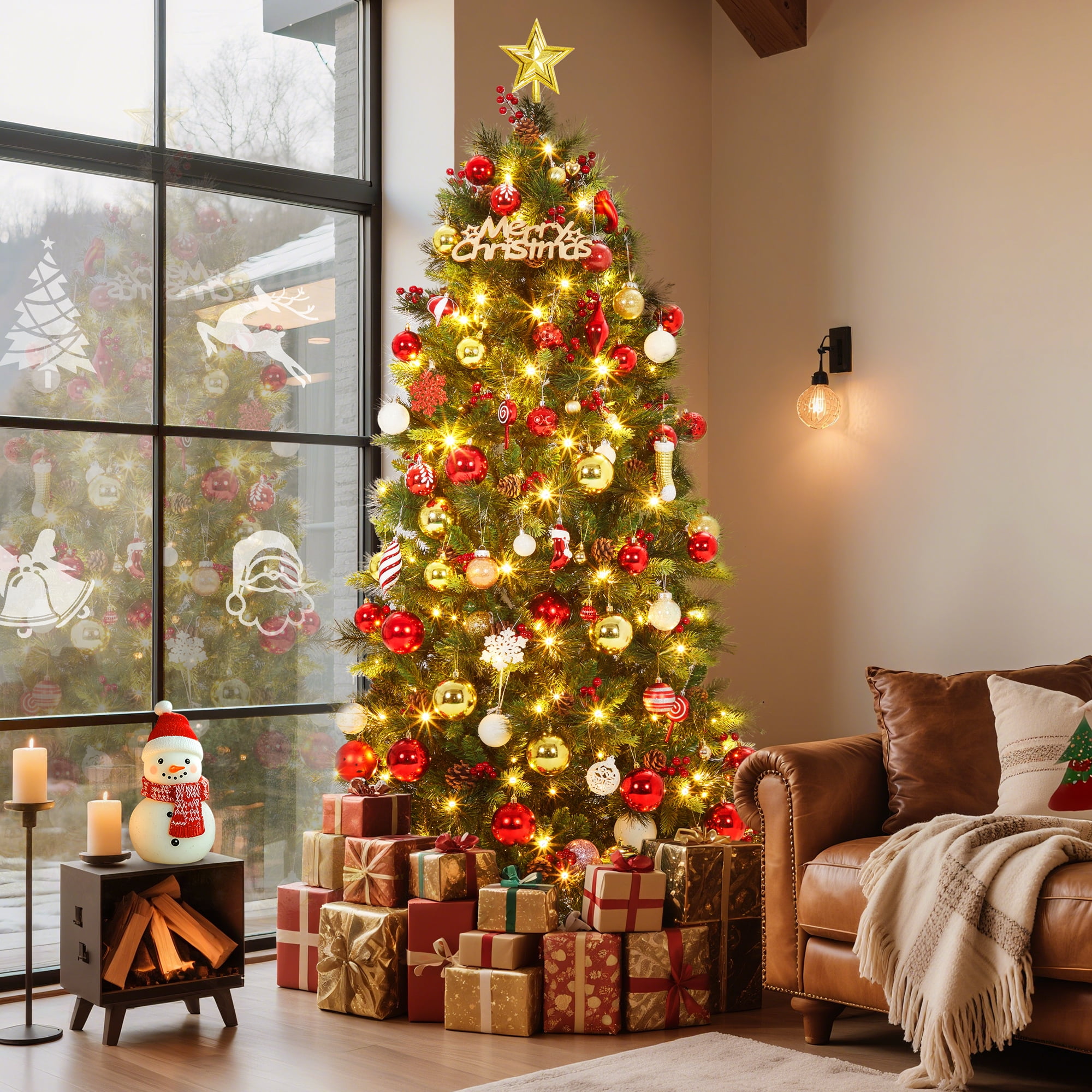 6 Ft Pre-lit Artificial Christmas Tree,Spruce Prelit Christmas Trees ...