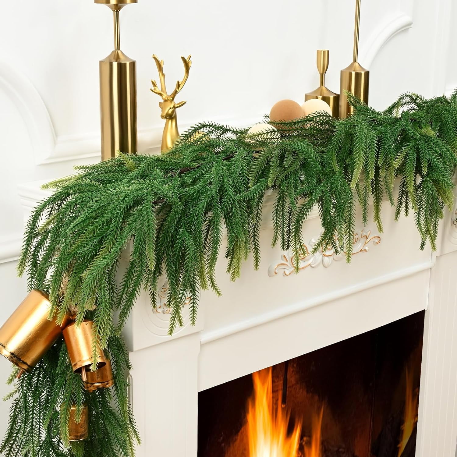 6 Ft Real Touch Garland Christmas Decorations, Natural Droopy,Soft ...