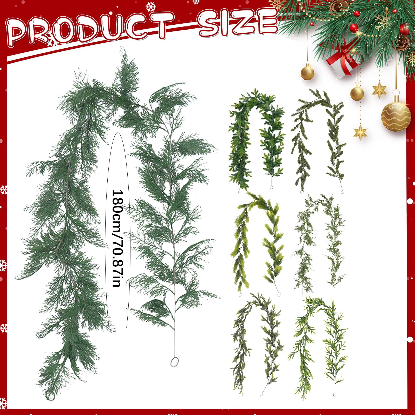 6 Ft Realistic Cedar Christmas Garland, Christmas Decorations Indoor ...