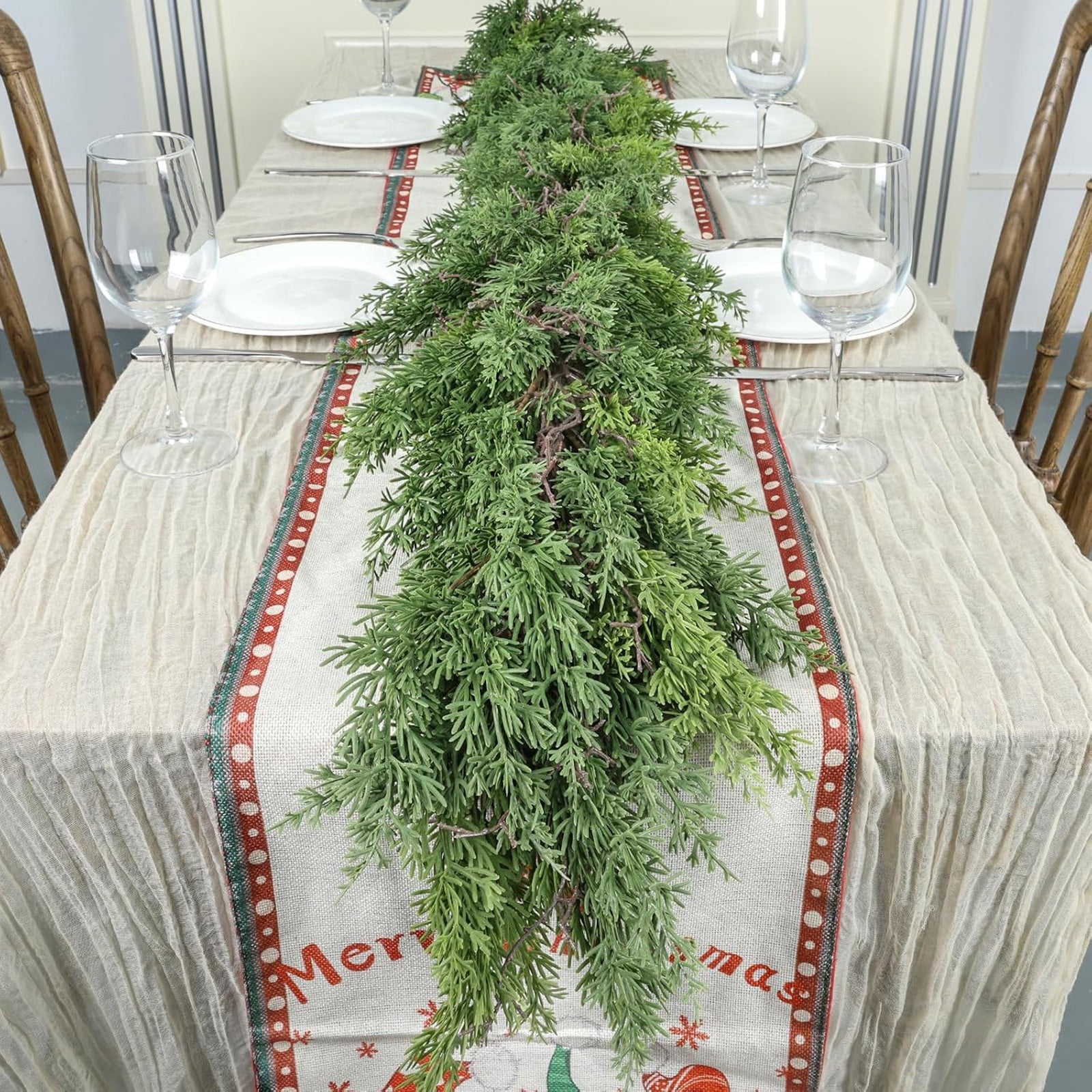 6 Ft Realistic Christmas Garland,Natural Droopy,Soft Bendable Garland ...