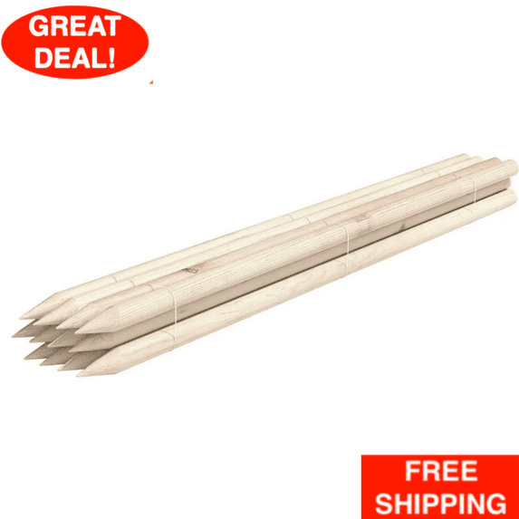 6 Ft. Round Tree Stake Lodge-Pole Wood Plant Support And Protection 12 ...