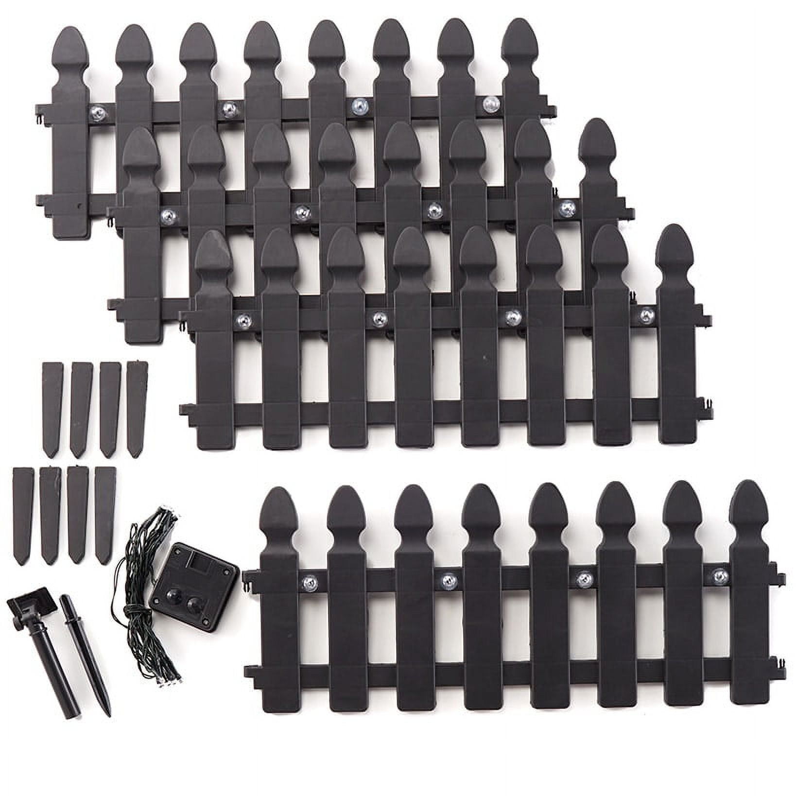 6-Ft. Solar Border Fence Panel - Garden Landscape Edging Stake - Black ...