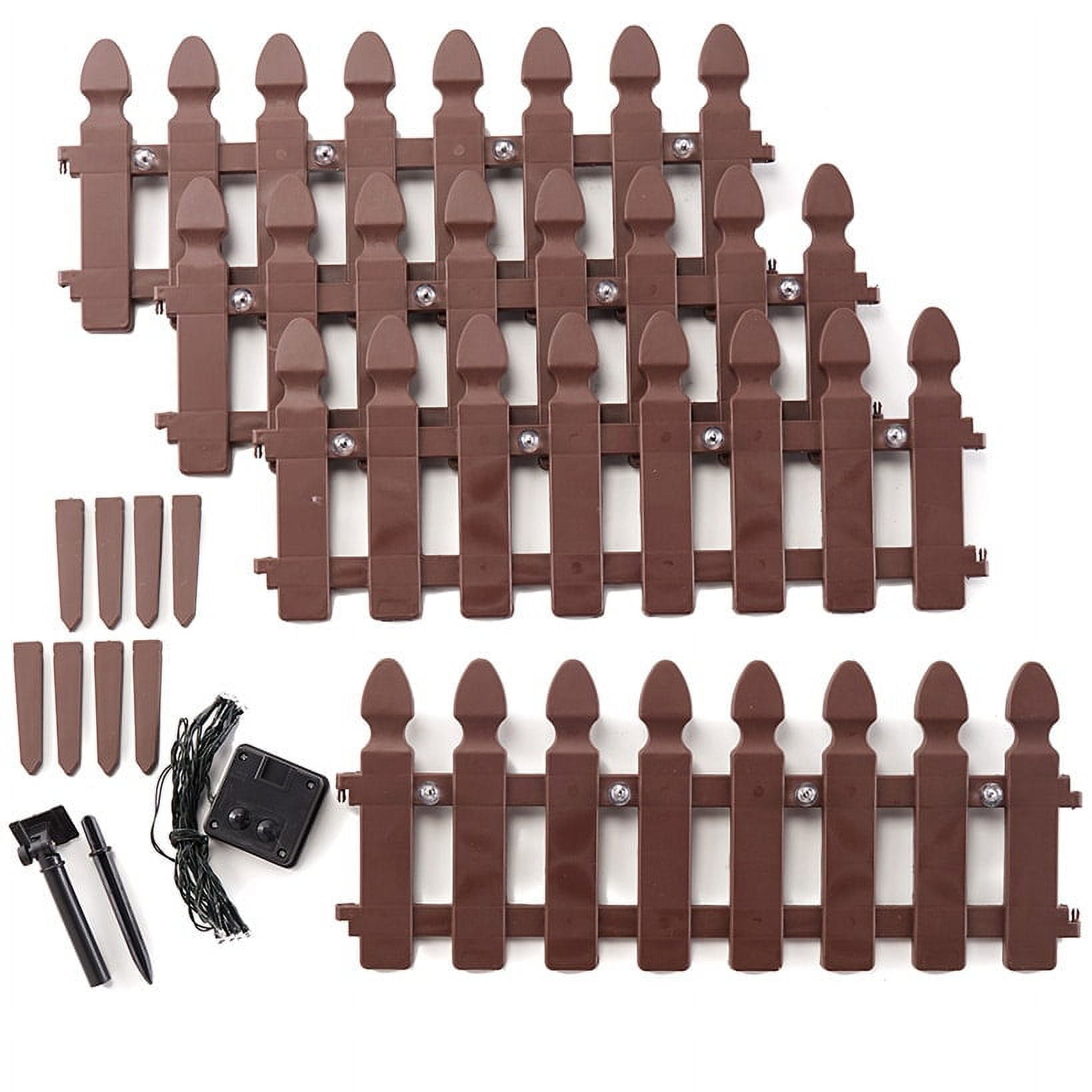 6-Ft. Solar Border Fence Panel - Garden Landscape Edging Stake - Brown ...
