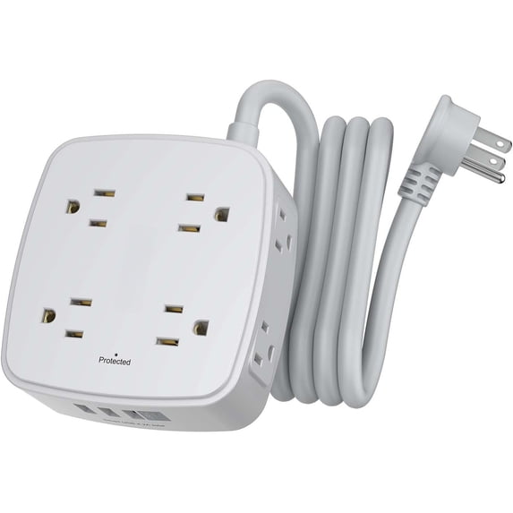 6 Ft Surge Protector Power Strip - 8 Widely Outlets with 4 Ports, 3 ...