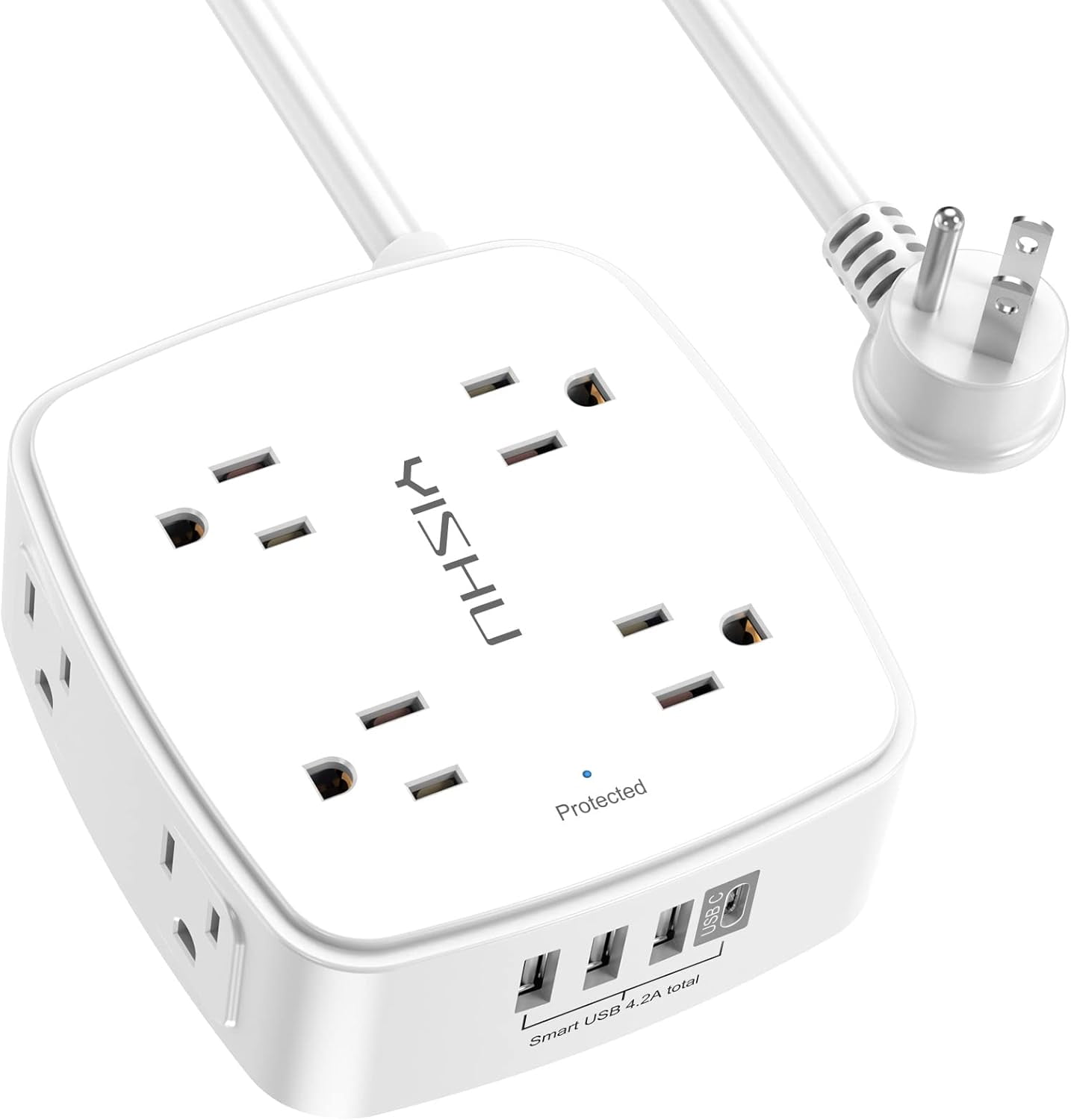 6 Ft Surge Protector Power Strip - 8 Widely Outlets with 4 USB Ports, 3 ...