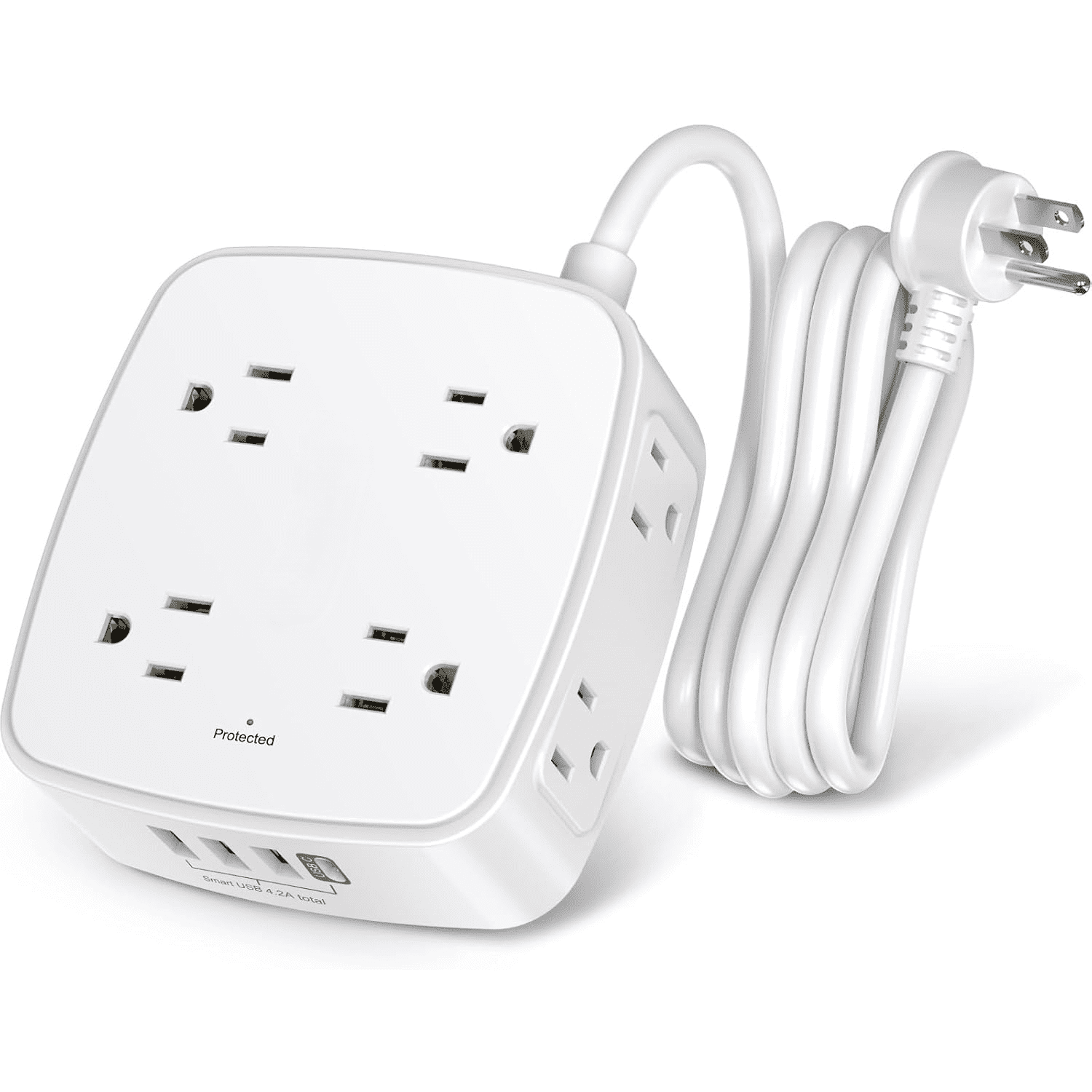6 Ft Surge Protector Power Strip - 8 Widely Outlets with 4 USB Ports, 3 ...