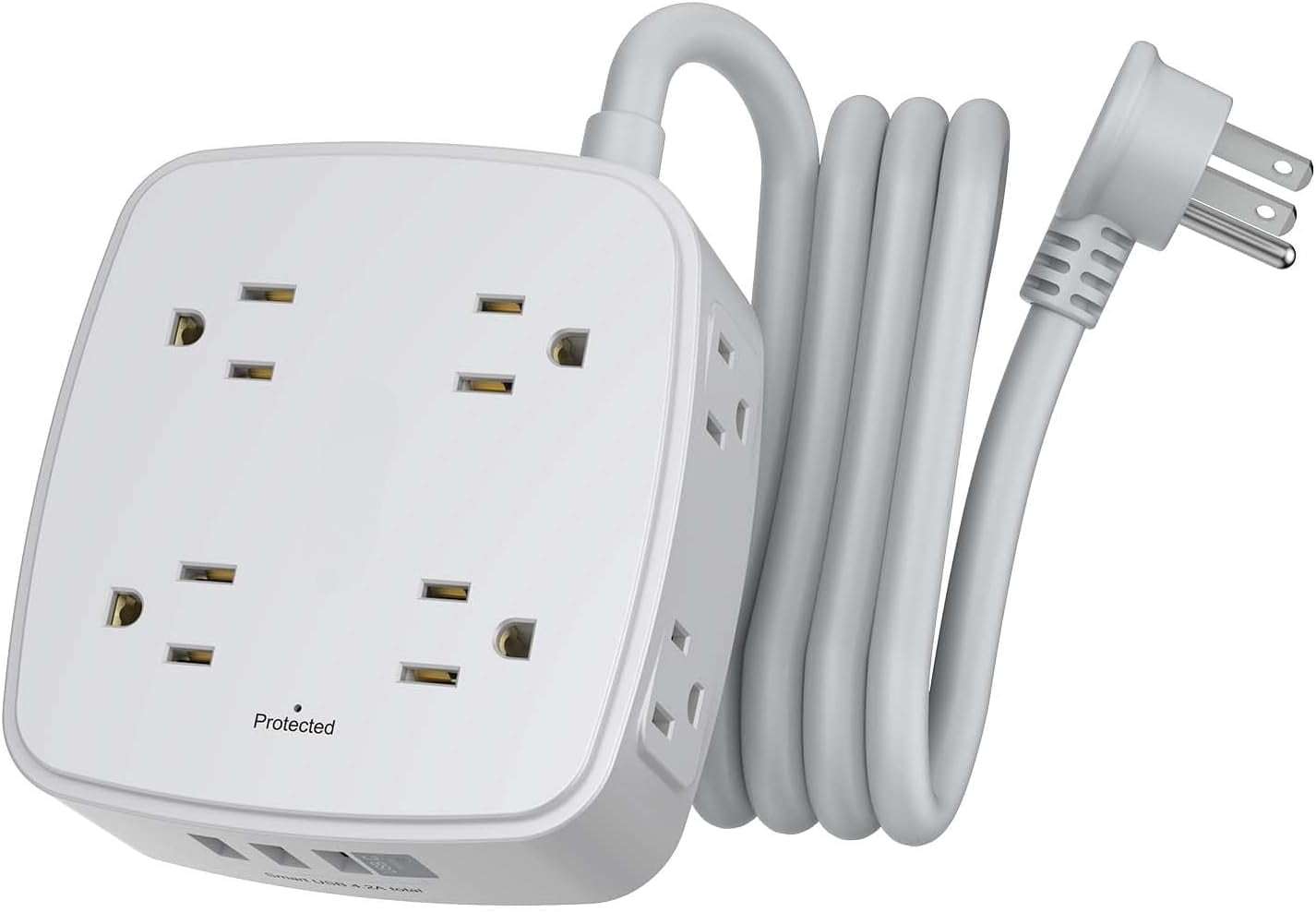 6 Ft Surge Protector Power Strip - 8 Widely Outlets with 4 USB Ports, 3 ...
