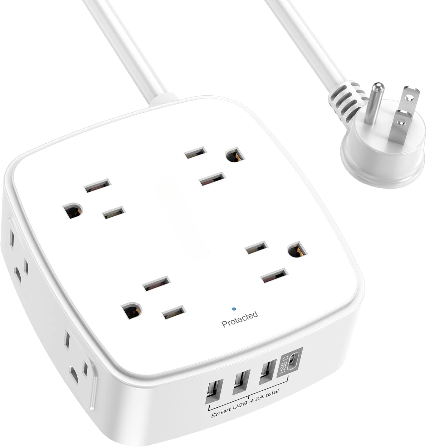 6 Ft Surge Protector Power Strip - 8 Widely Outlets with 4 USB Ports, 3 ...