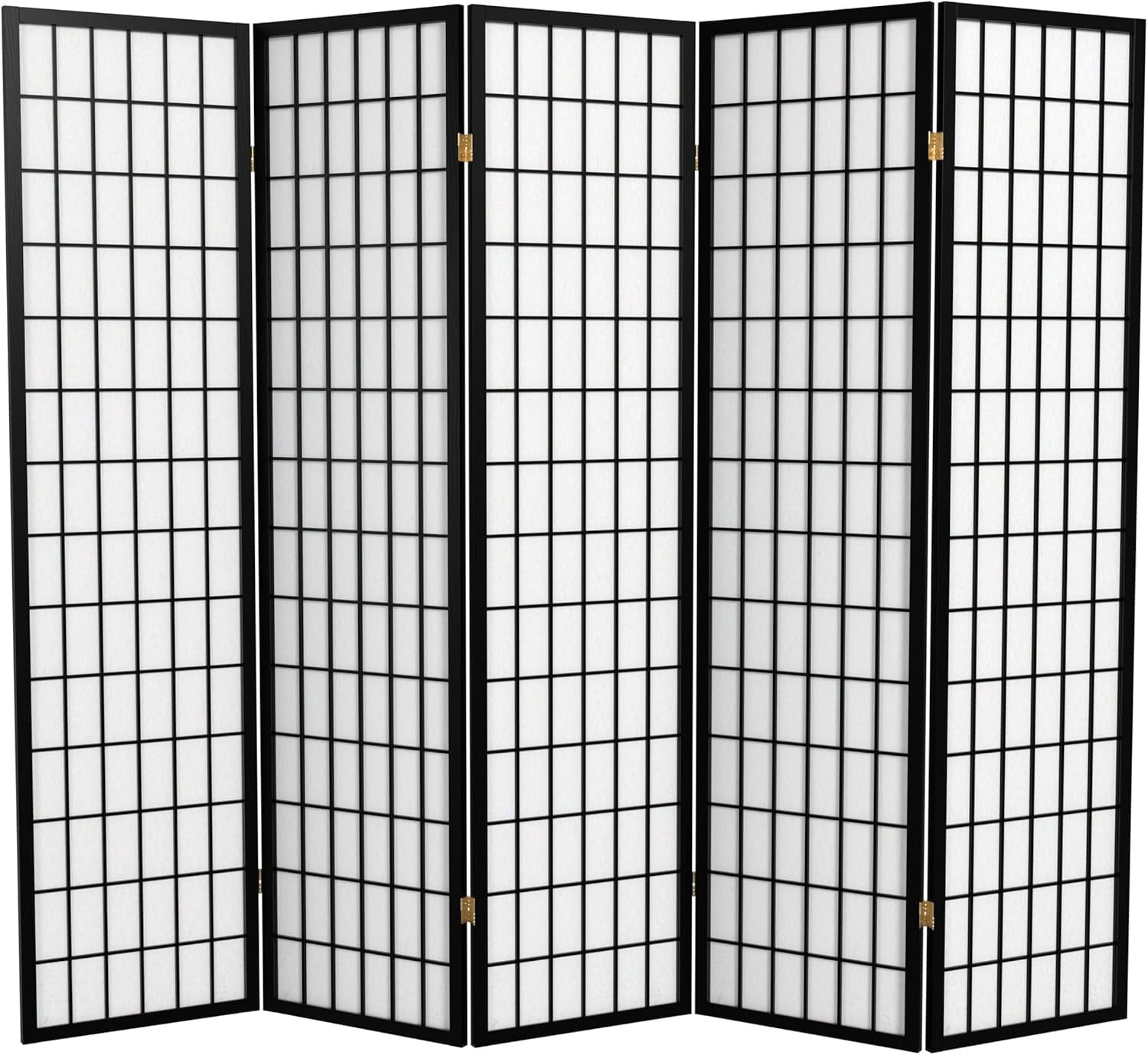 6 Ft. Tall 5 Panels Black Window Pane Shoji Screen Room Divider ...