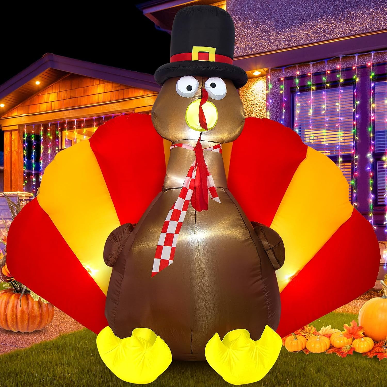 6 Ft Thanksgiving Inflatable Turkey Decoration, Turkey Decoration with ...