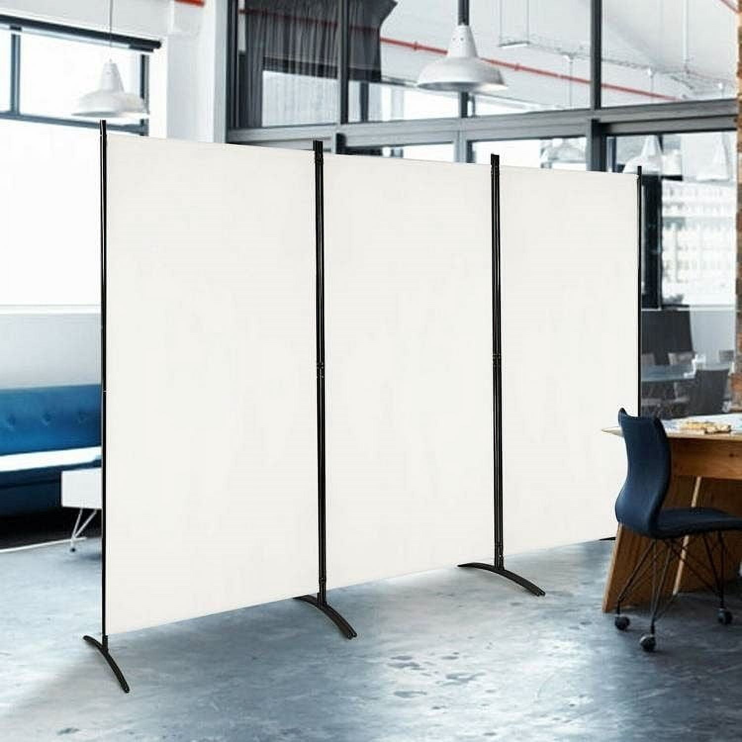6-Ft White 3-Panel Room Divider Screen with Steel Base and Heavy Duty ...