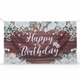 6 Ft X 3 Ft White Brown Wood Floral Printed Backdrop Happy Birthday ...