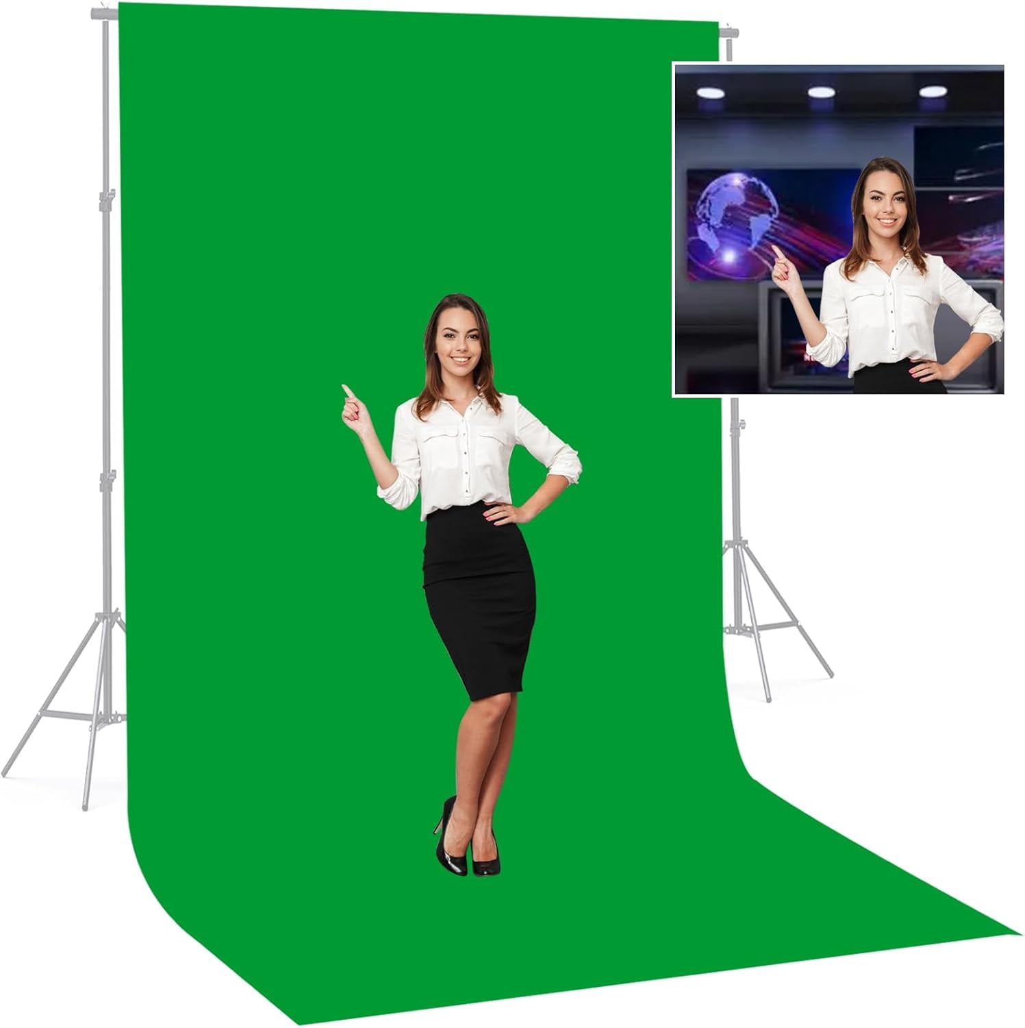 6 Ft x 10 Ft Photography Backdrop Green Screen, Green Background Non ...