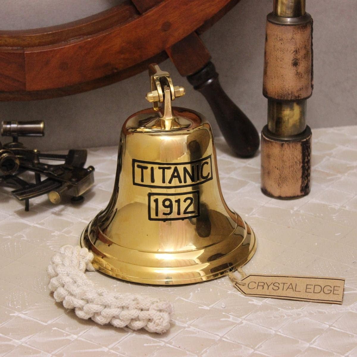 6" Full Brass Titanic Bell with Bracket and Rope for Ringing - Walmart.com