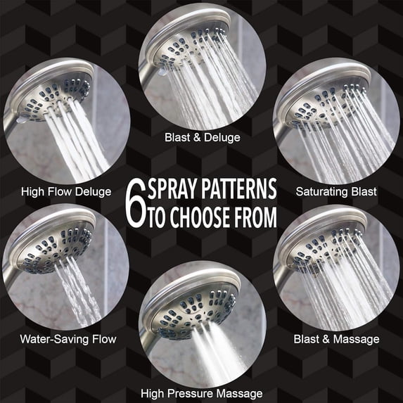 6 Function Handheld Shower Head Bundle - Adjustable High Pressure ...