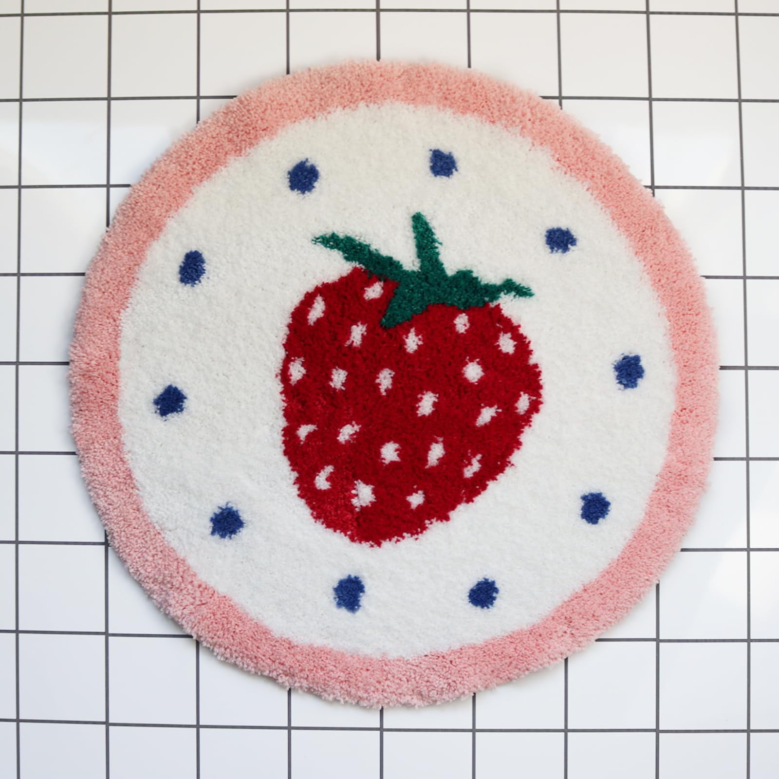 6 Funpop Fluffy Rug, 27 in Tufted Round Strawberry Area Rug for Bedroom ...