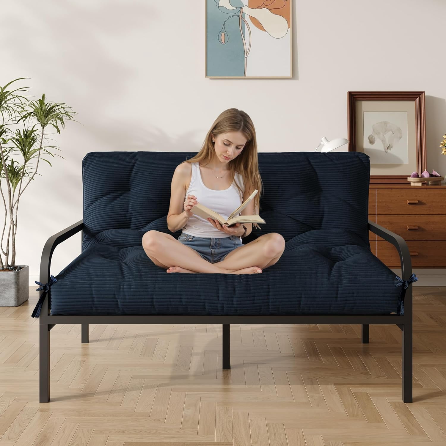 6" Futon Mattress Full Size, Futons Sofa Couch Bed with Straps, Thick ...