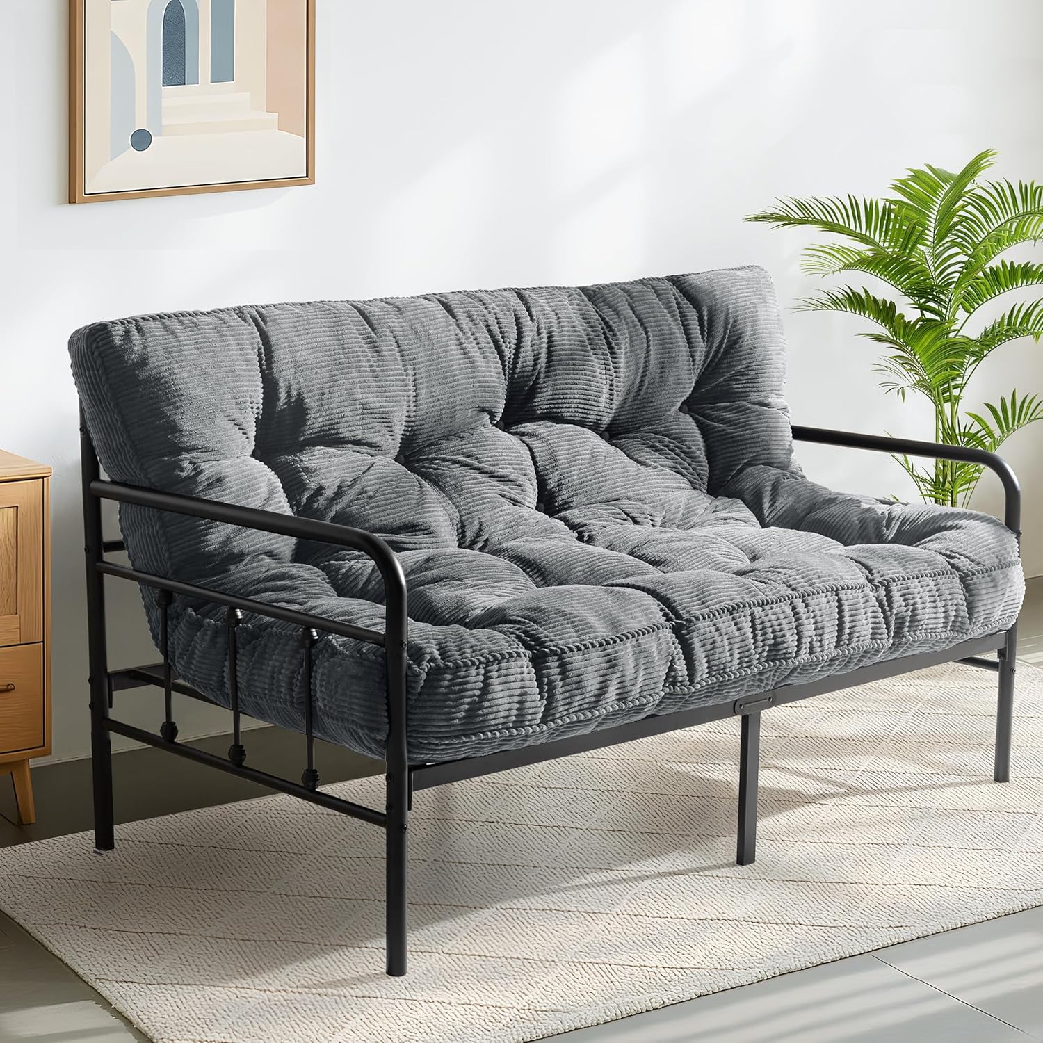 6" Futon Mattress Full Size, Tufted Futons Sofa Couch Bed with Twisted ...