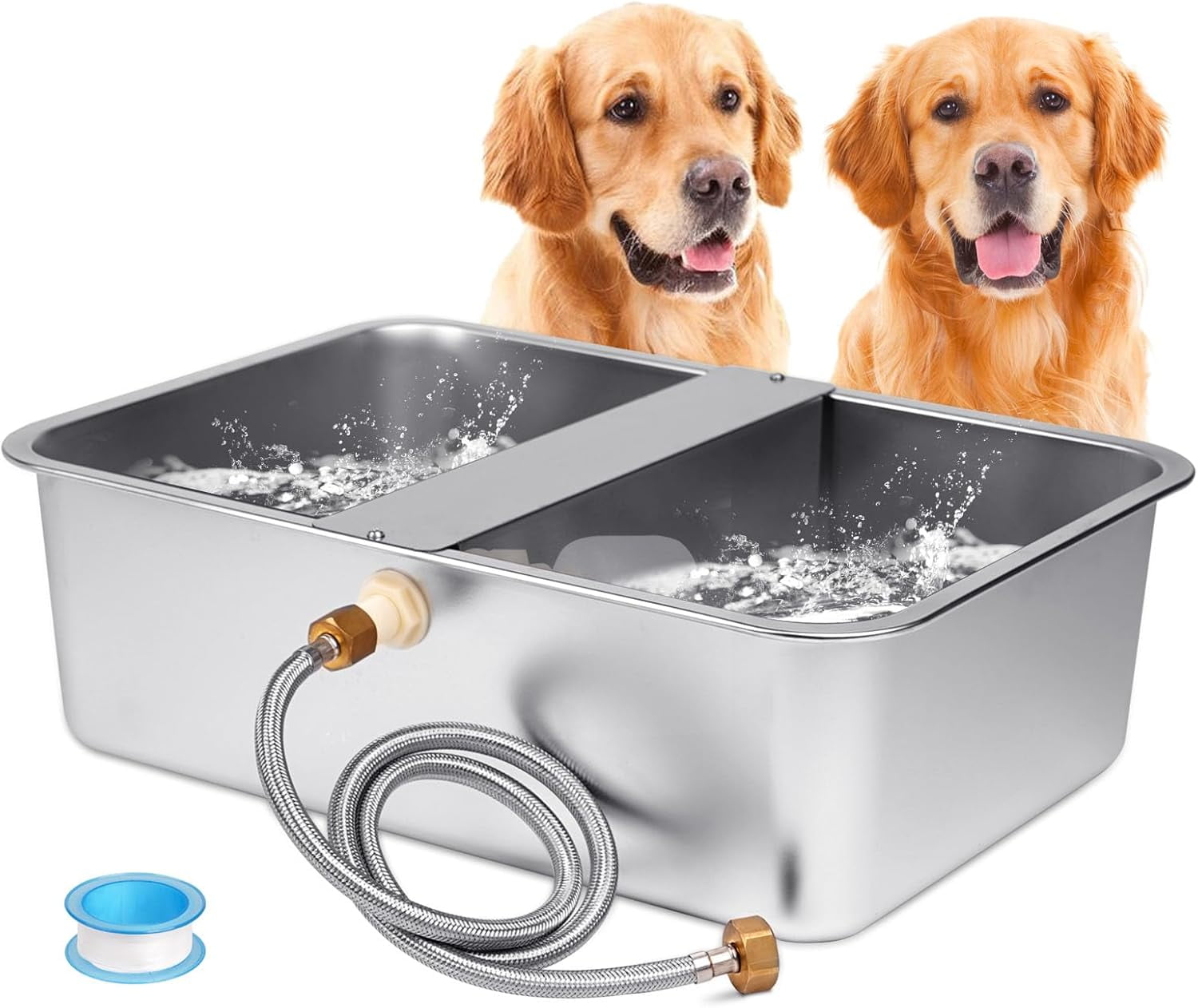 6 Gal Automatic Dog Water Bowl Dispenser Stainless Steel Dog Waterer ...