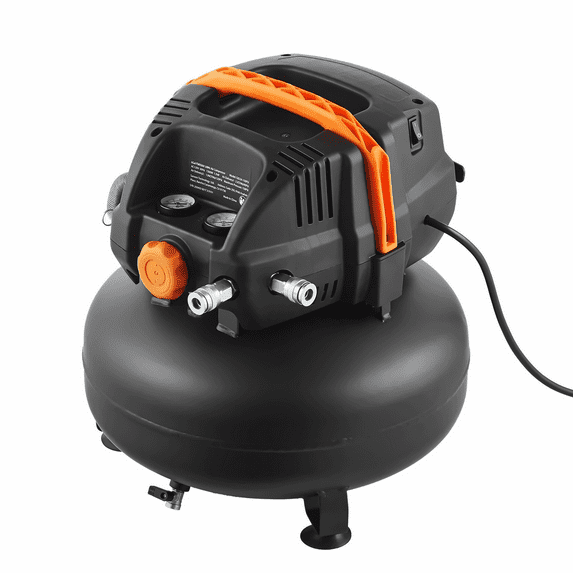 6 Gallon Air Compressor, 1.7HP 2.3CFM @ 90PSI Oil-Free Pancake ...