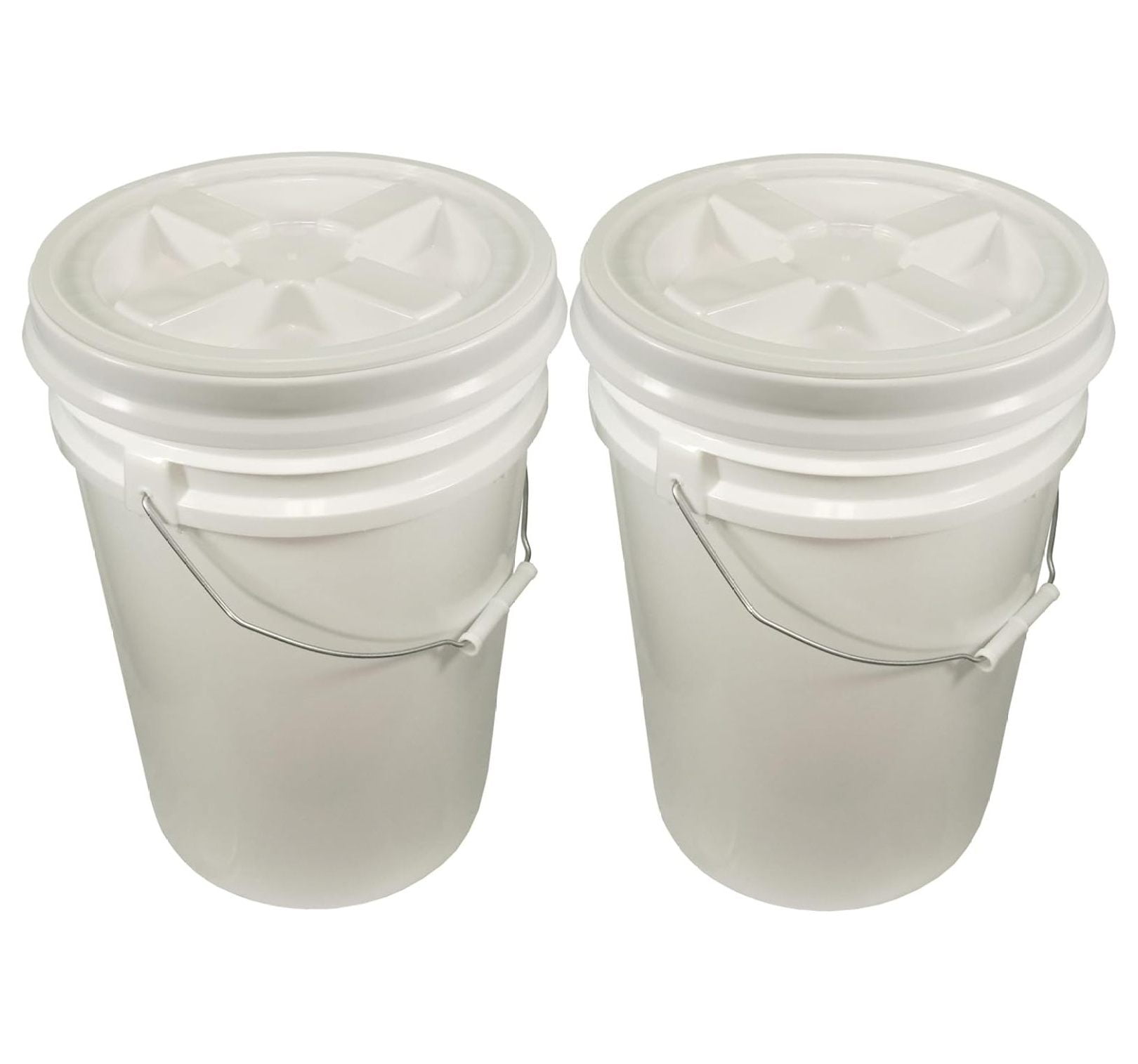6-Gallon Bucket Kit with Lids - 2 Pack White Food Grade Buckets with ...