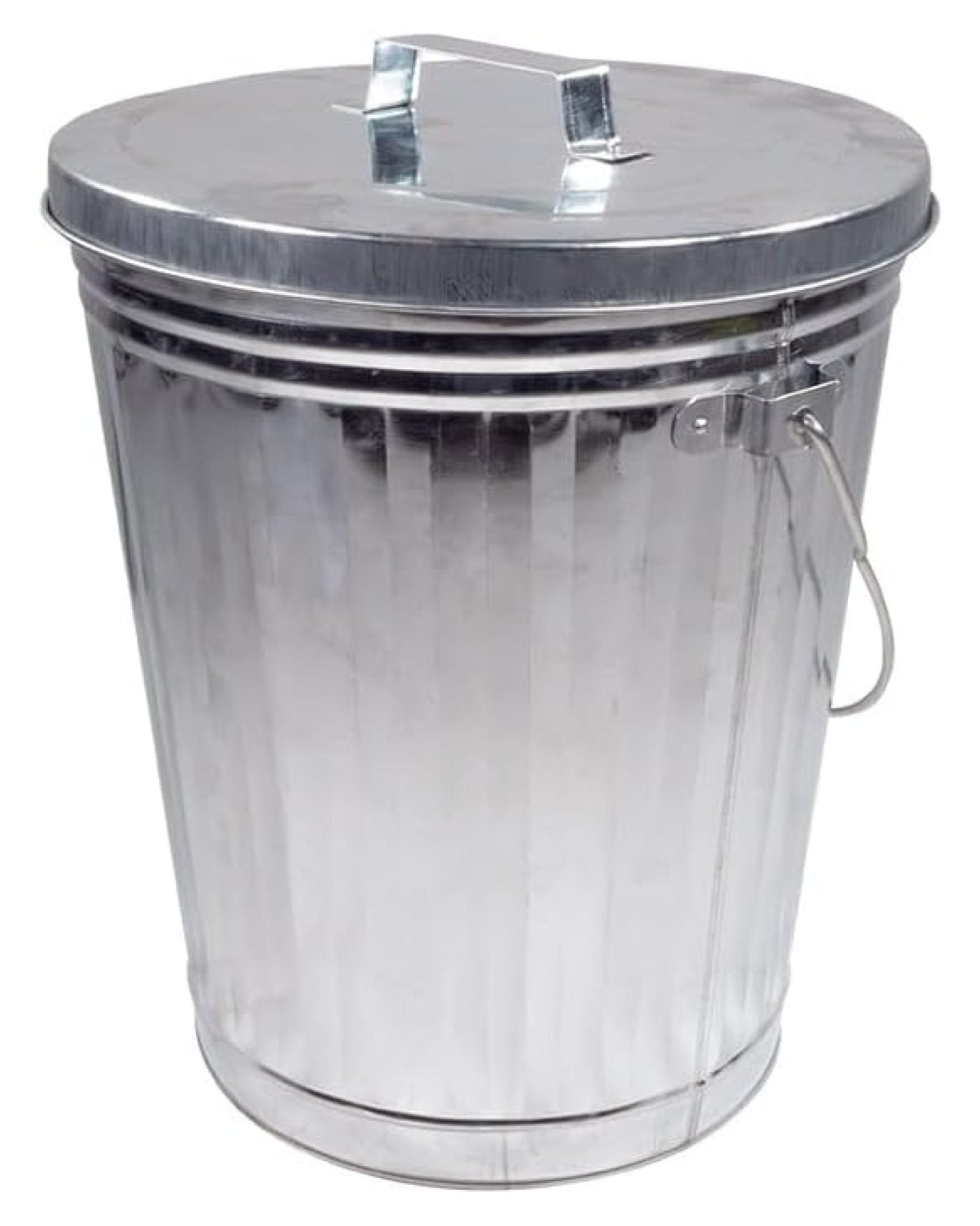 6 Gallon Galvanized Trash Can with Lid - Steel Outdoor Garbage Can for ...