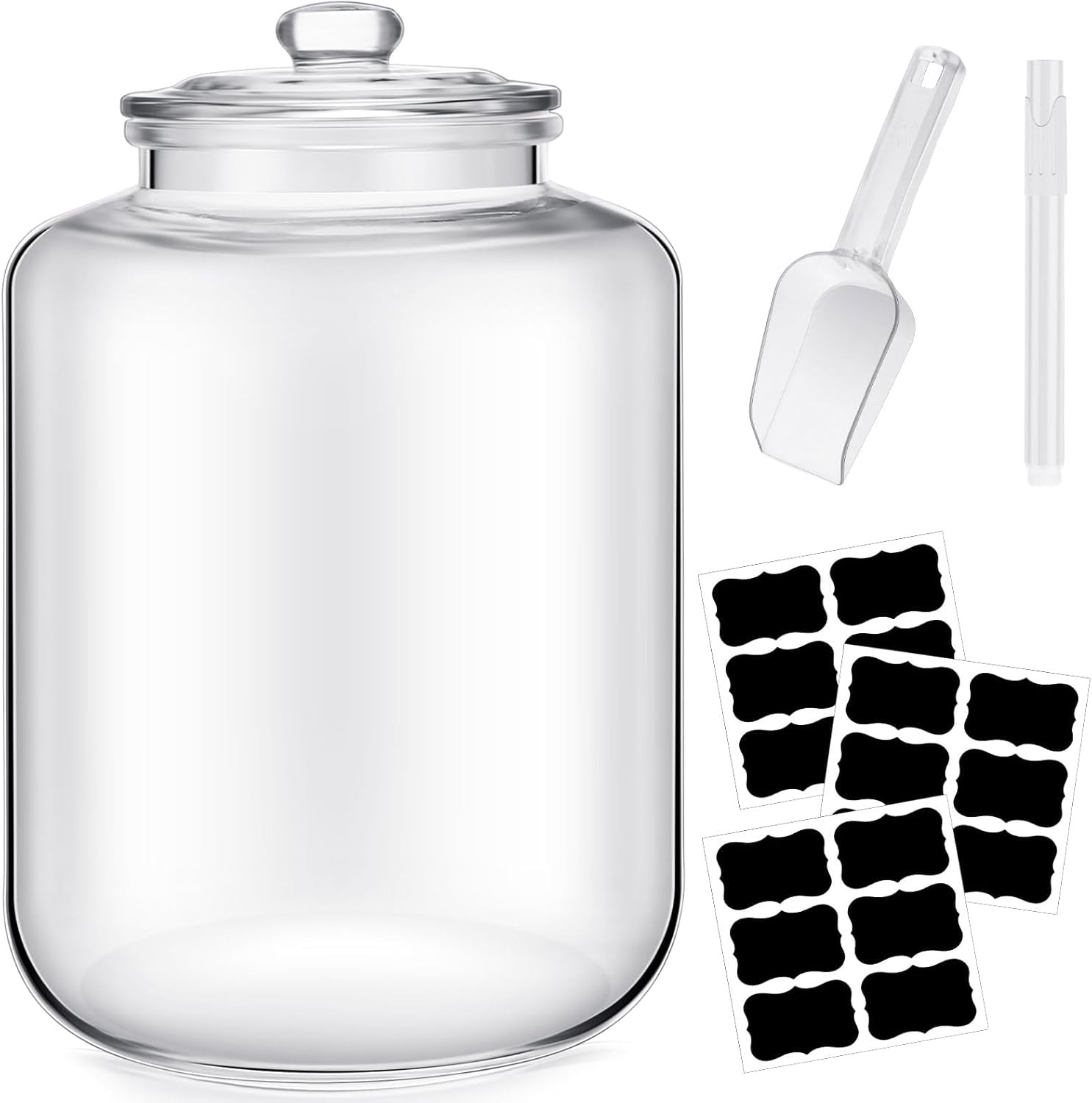 6 Gallon Glass Jar with Lid Large Cookie Jar Big Opening Airtight Food ...