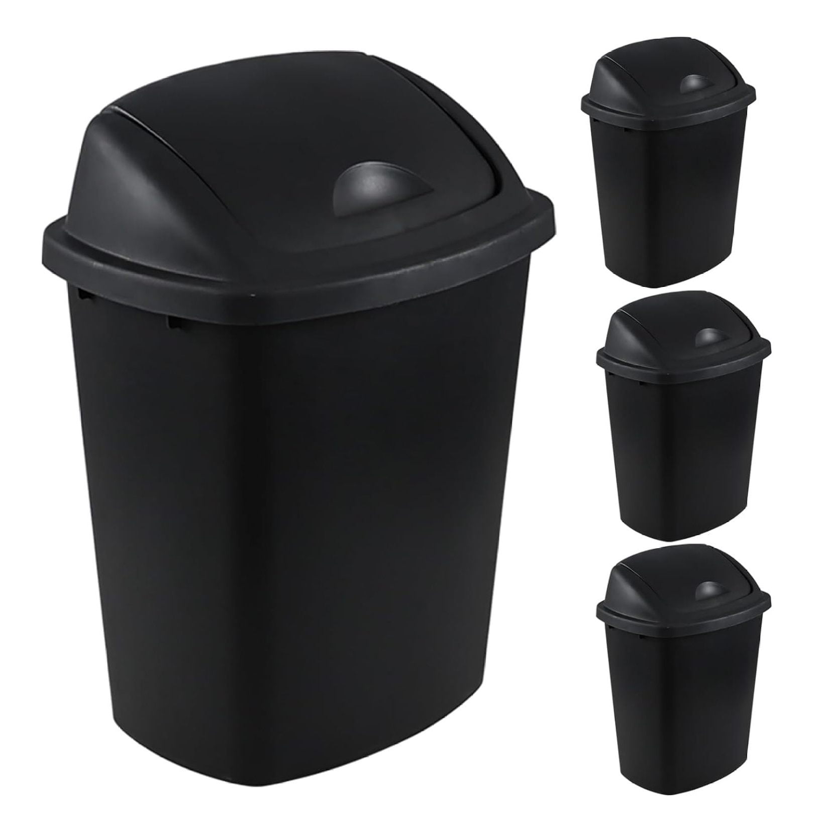 6 Gallon Plastic Kitchen Trash Can Swing Lid, 4 Pack Swing Top Waste ...