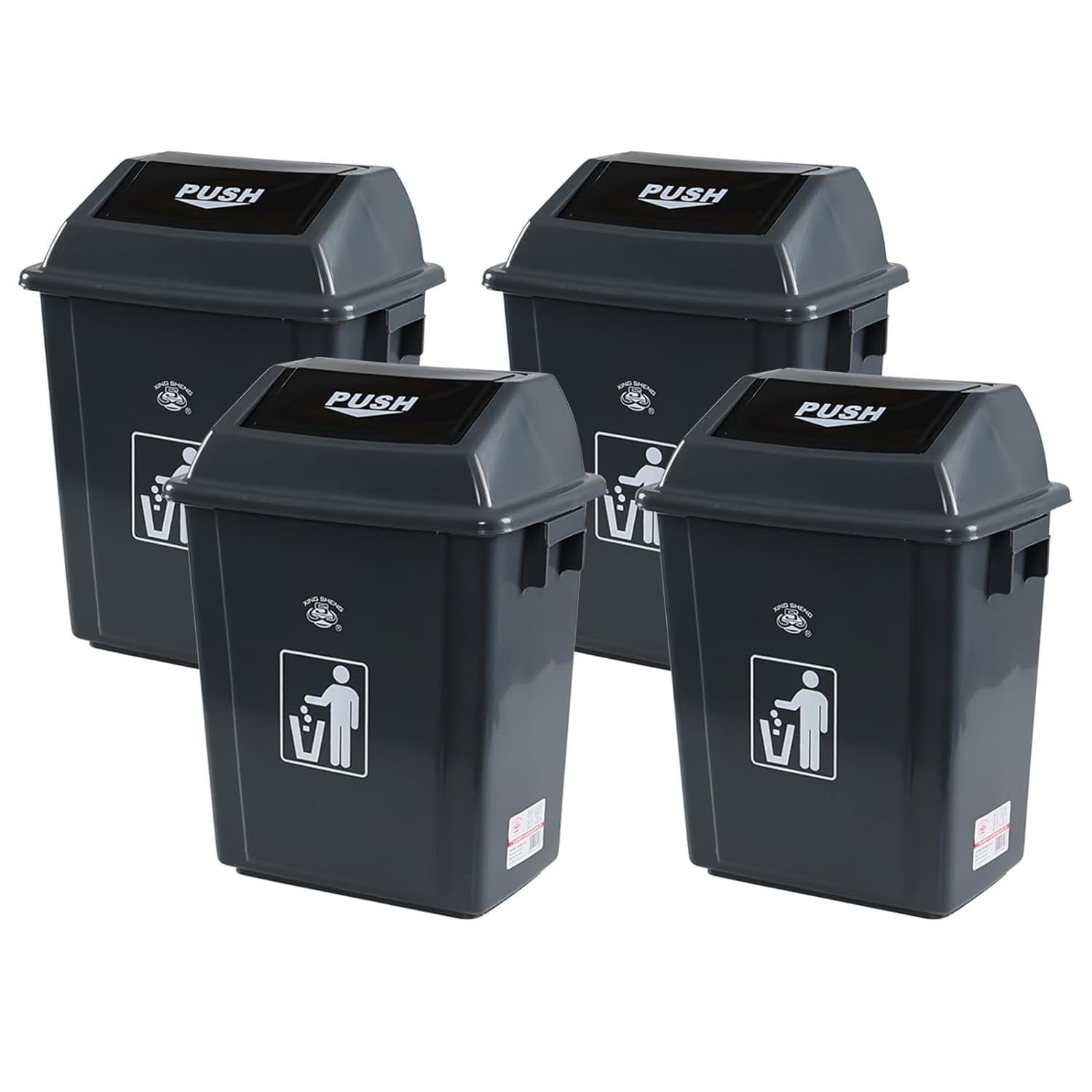6 Gallon Plastic Kitchen Trash Can with Swing Lid, 4-Pack Garbage Can ...
