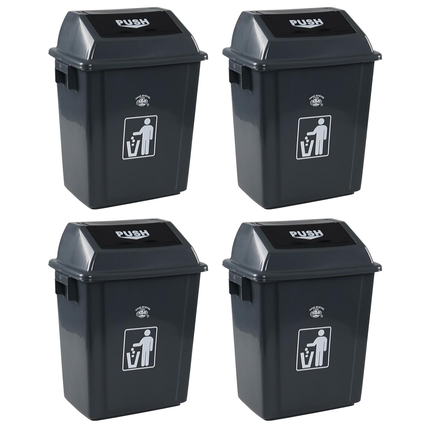 6 Gallon Plastic Swing Top Garbage Can, 4 Pack Kitchen Trash Bins with ...