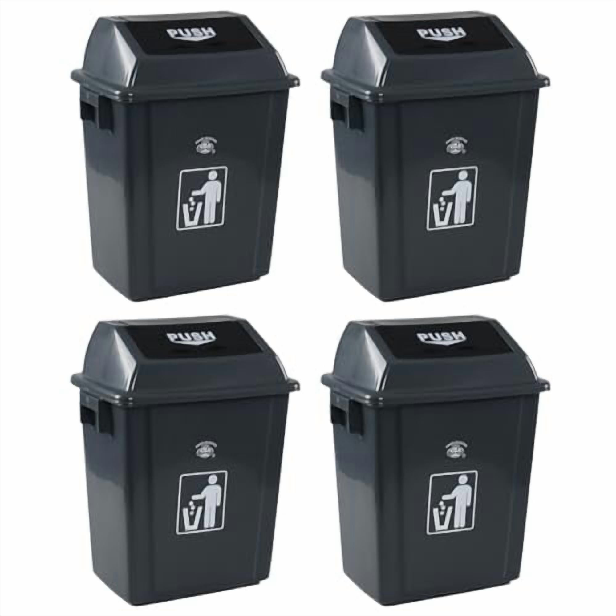 6 Gallon Plastic Swing Top Garbage Can, 4 Pack Kitchen Trash Bins with ...