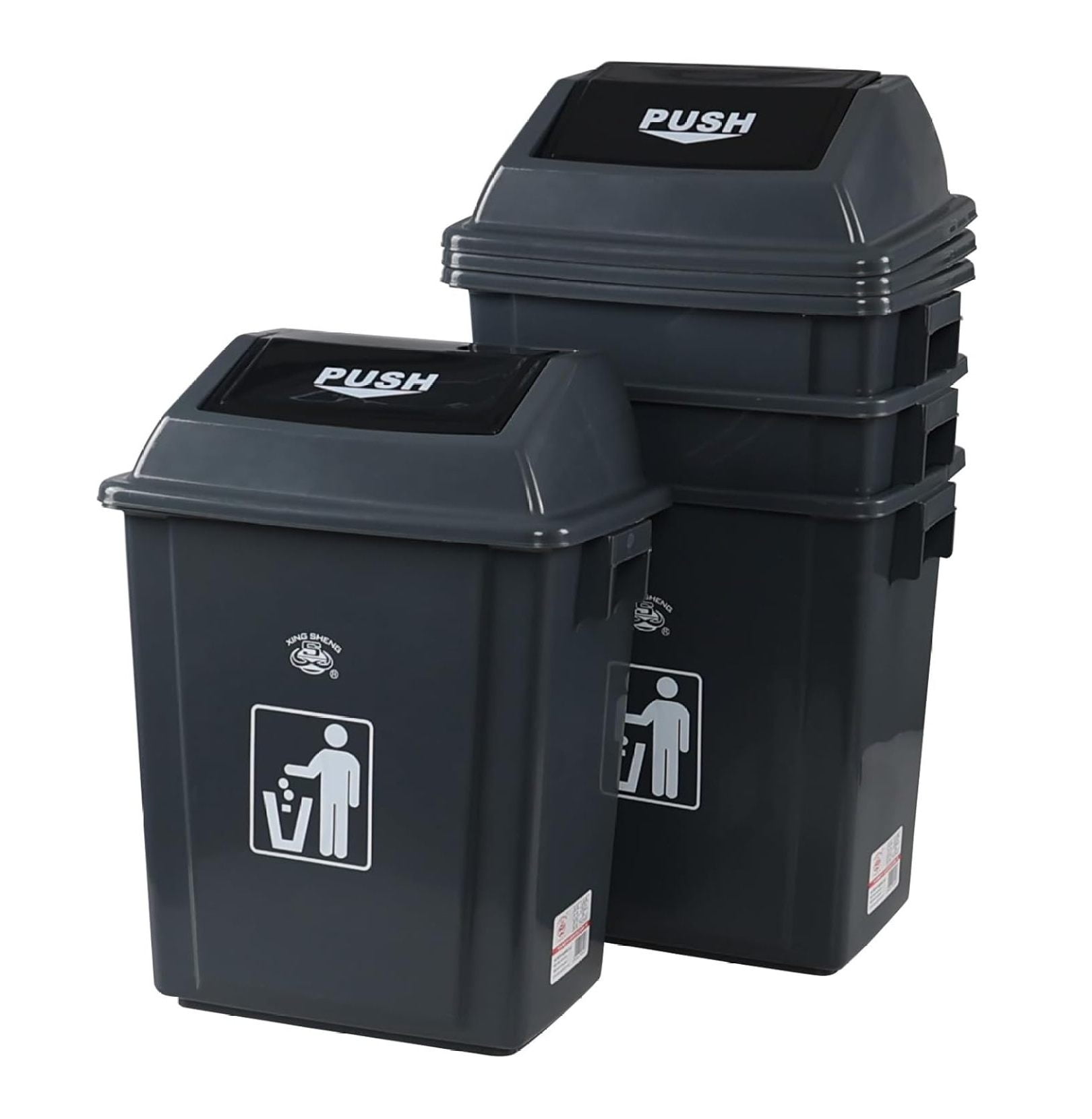 6 Gallon Plastic Trash Can, Plastic Garbage Can with Swing Lid, 4 Packs ...