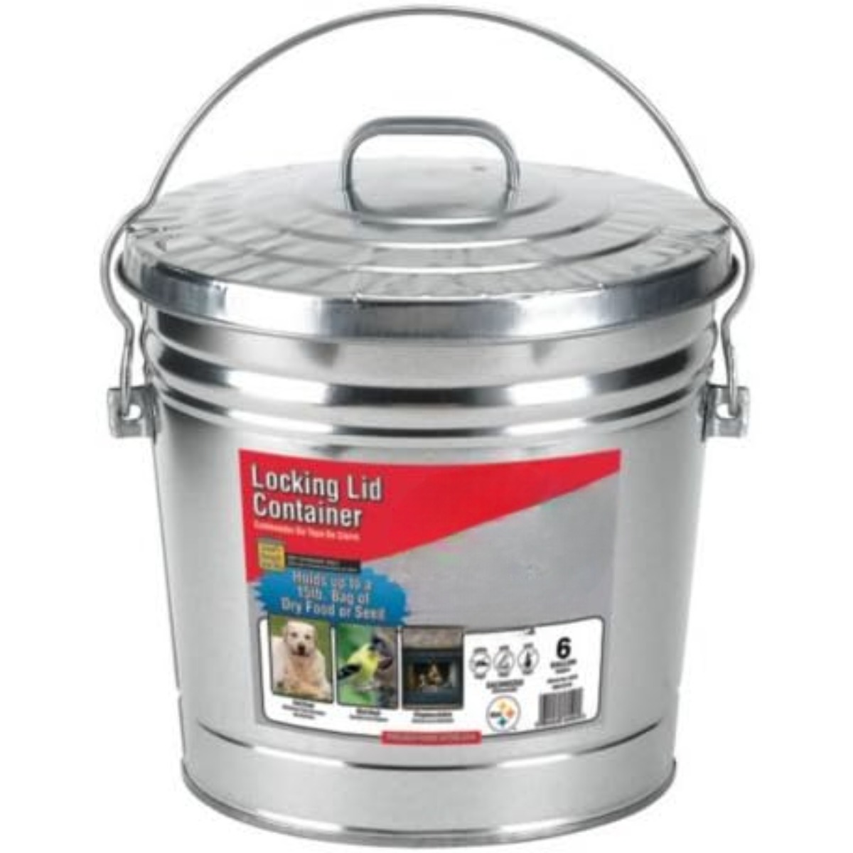 6 Gallon Rust-Proof Steel Locking Lid Trash Can(6 gal) - Walmart.com