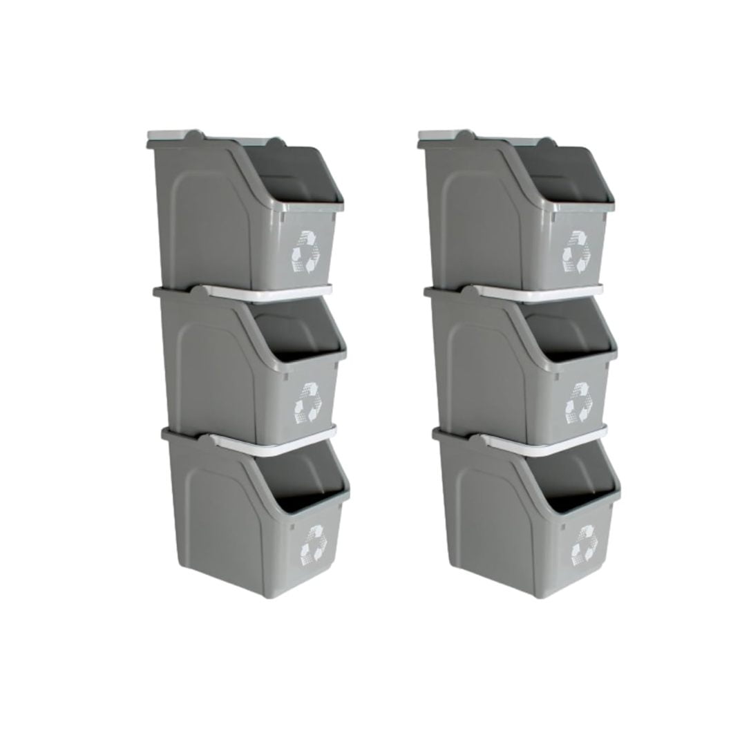 6 Gallon Stackable Recycling Bins for Homes, Garages, Offices Made of ...