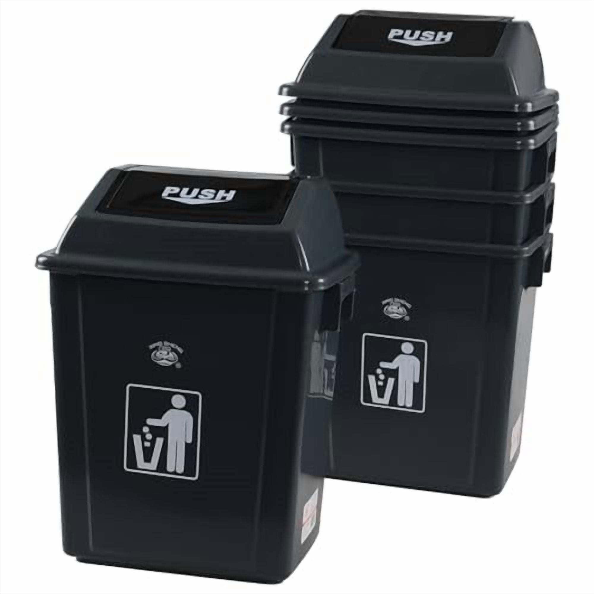 6 Gallon Swing Lid Trash Can for Kitchen, 4 Pack Plastic Swing Top Lid ...