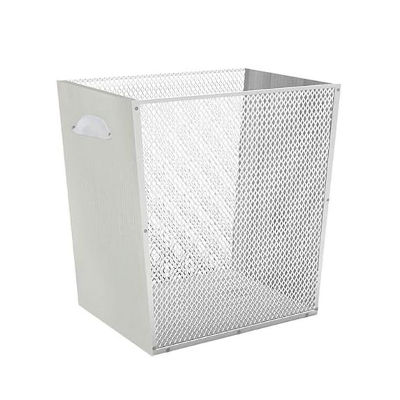 6 Gallon White Wooden Trash Can - Rustic Office Waste Paper Basket ...